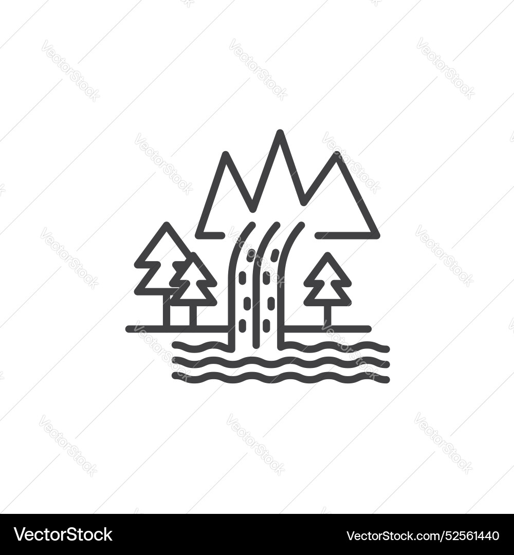 Waterfall icon set on white background Royalty Free Vector