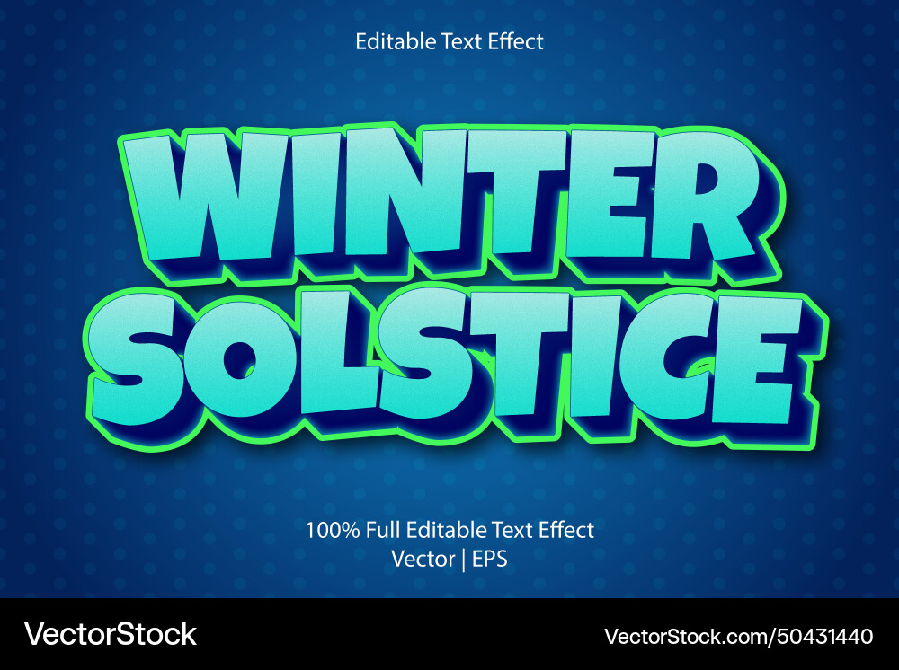 Winter solstice editable text effect comic style Vector Image