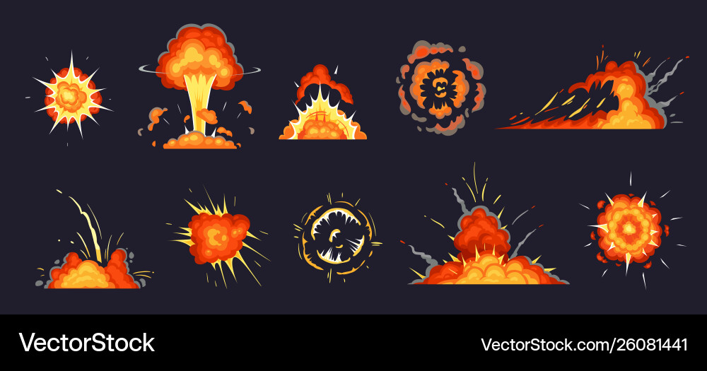 Cartoon explosion exploding bomb atomic explode Vector Image