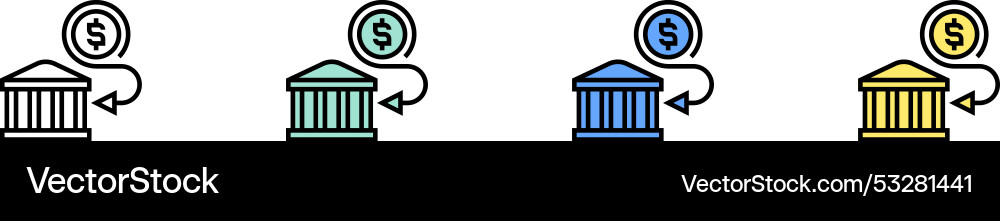 Chargeback icon outline green blue and yellow Vector Image