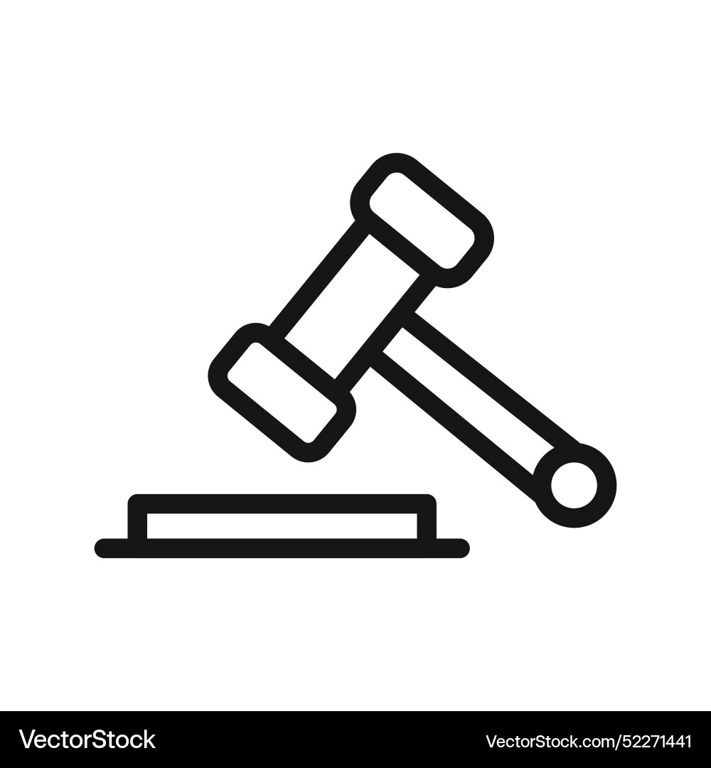 Gavel icon black line art logo Royalty Free Vector Image