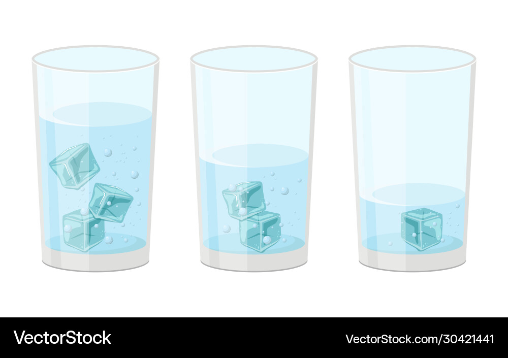 Glass water with ice cubes Royalty Free Vector Image