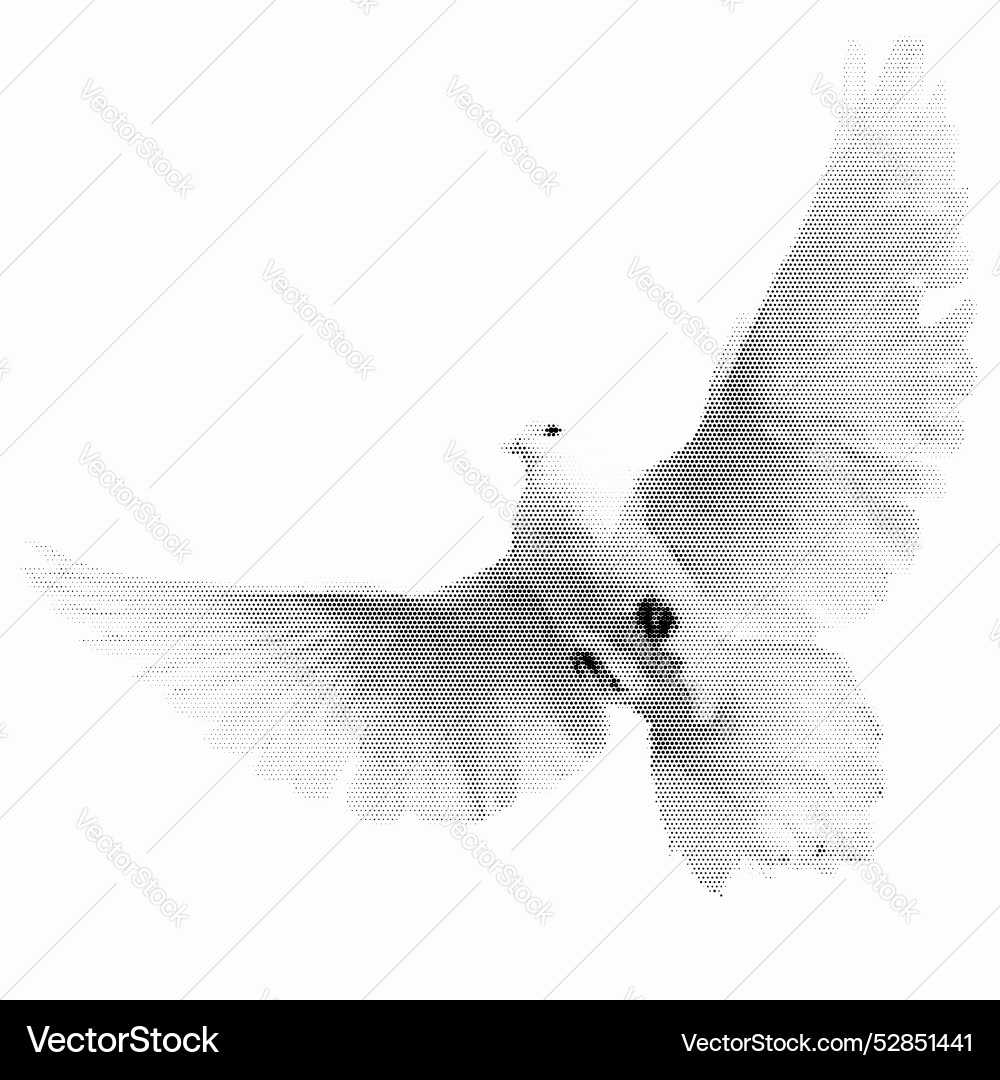Halftone dotted dove for trendy y2k retro collage Vector Image