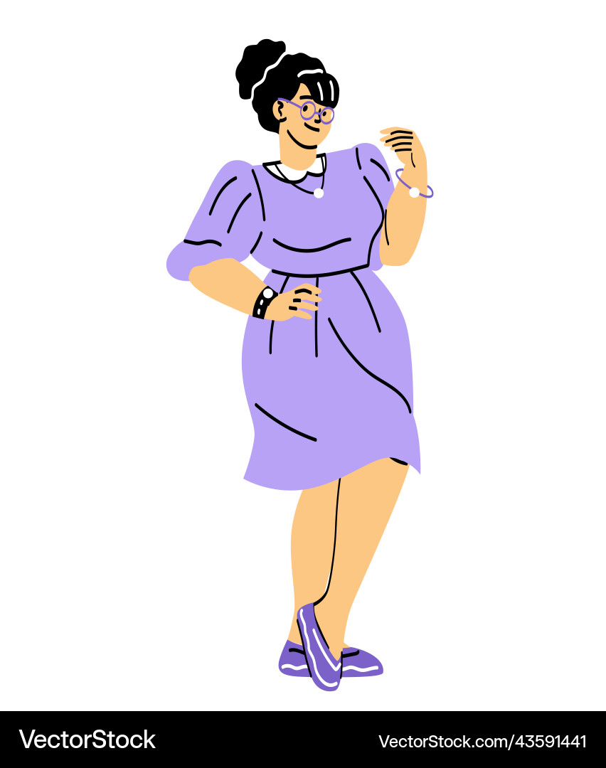 Happy big chubby woman Royalty Free Vector Image