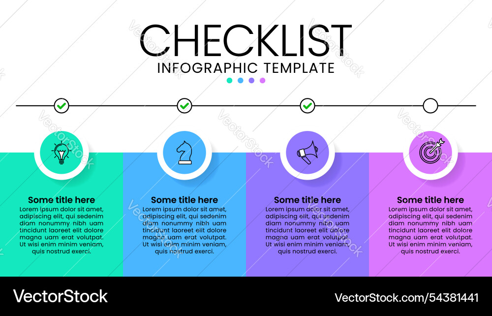 Infographic template checklist with horizontal Vector Image