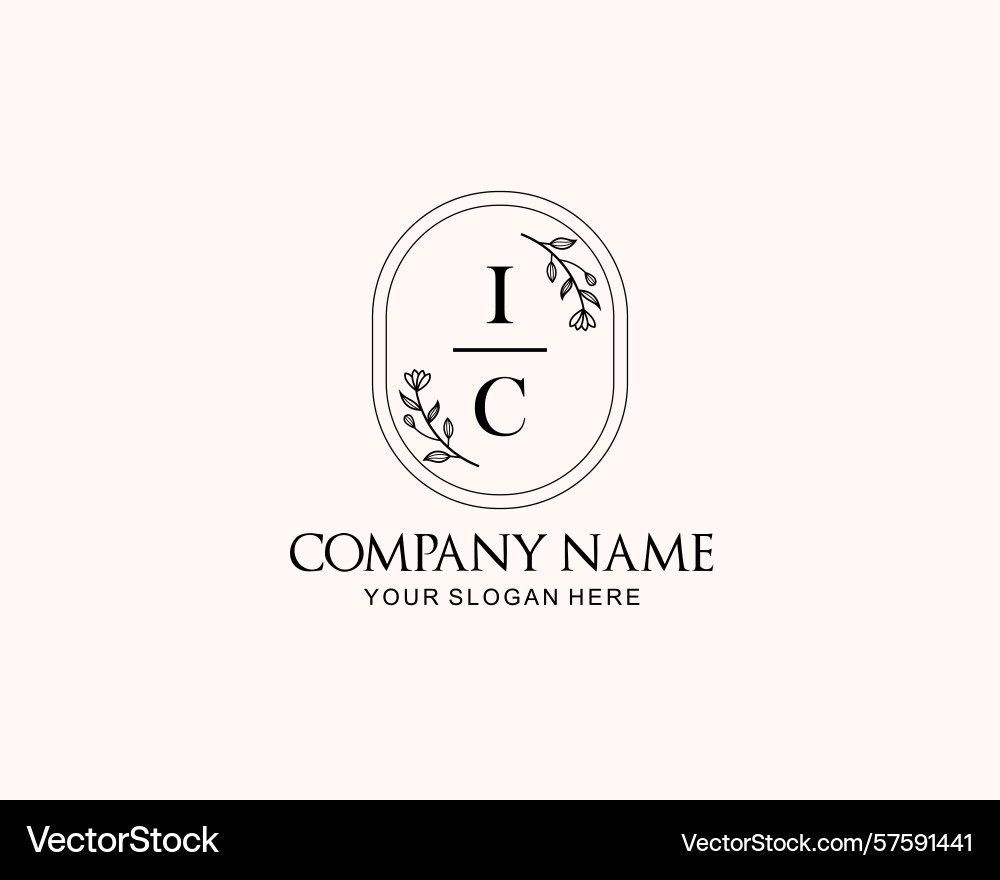 Minimalist ic monogram logos with botanical Vector Image