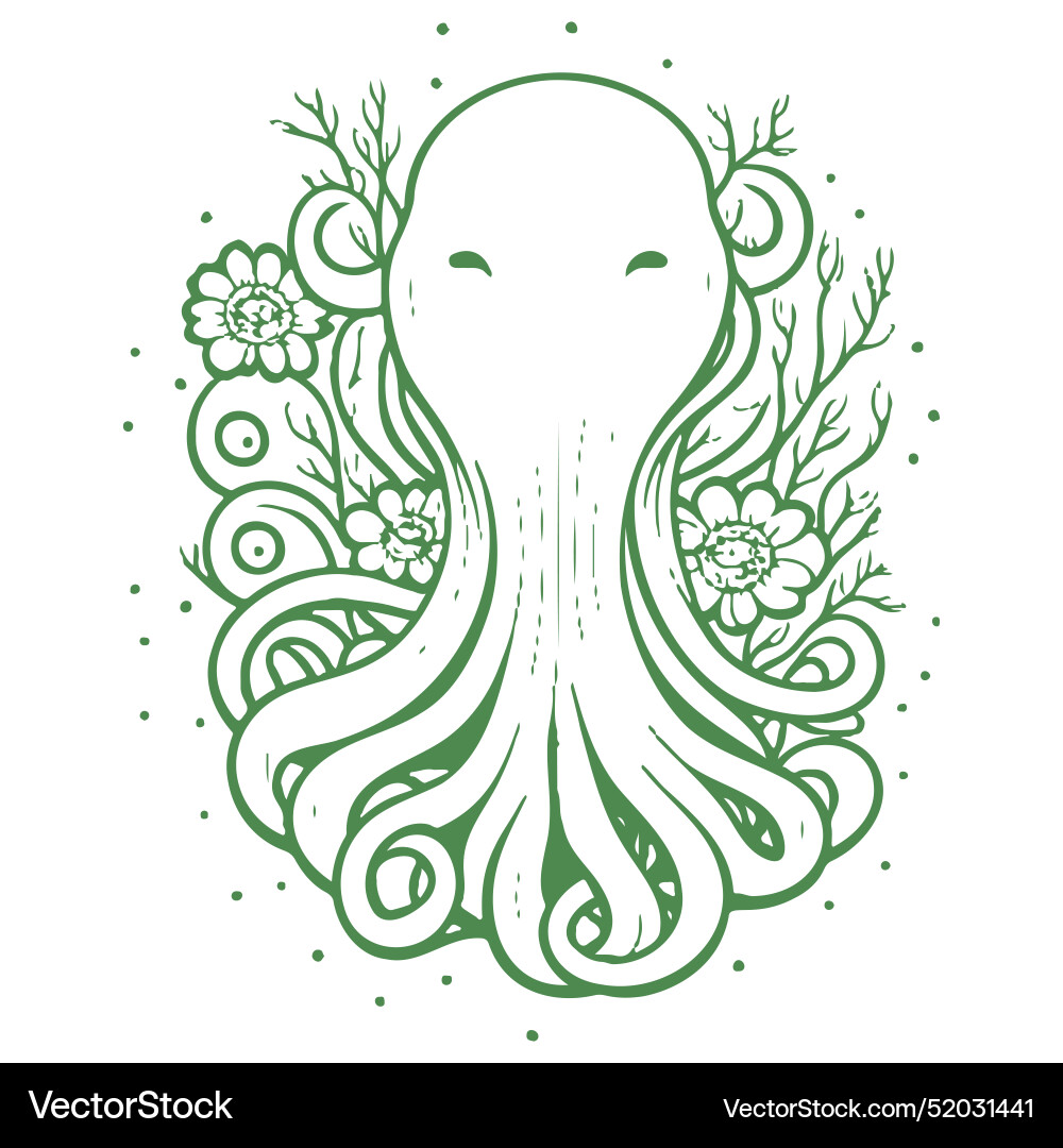 Octopus flower green Royalty Free Vector Image