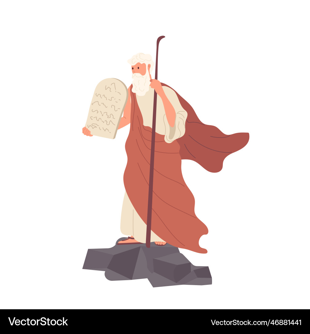 Prophet moses bible character with ten Royalty Free Vector