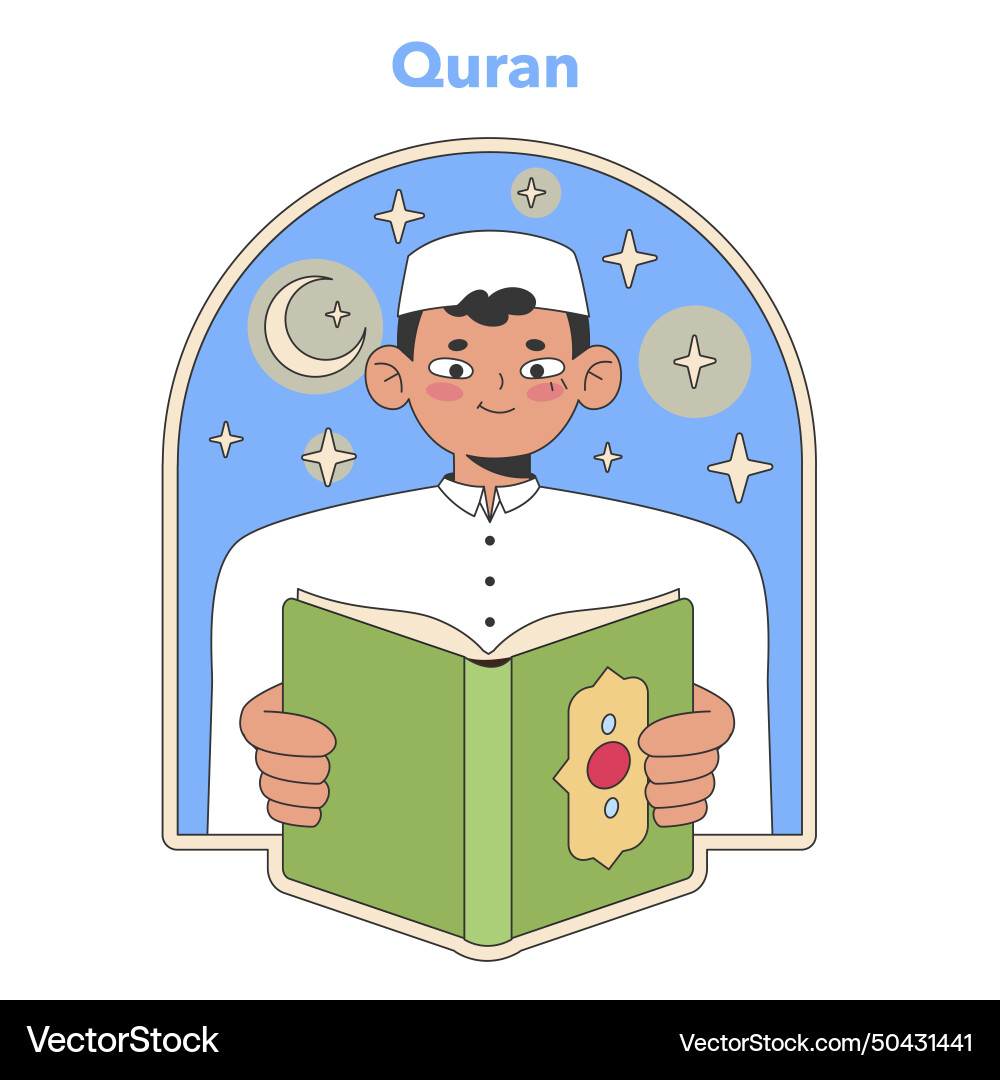 Quran reading flat image Royalty Free Vector Image