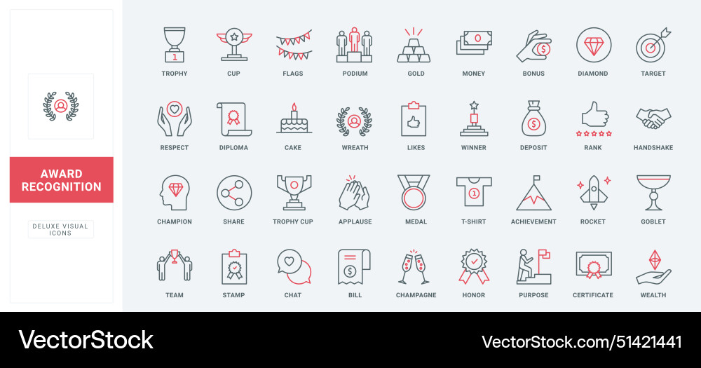 Recognition award and trophy money prize Vector Image