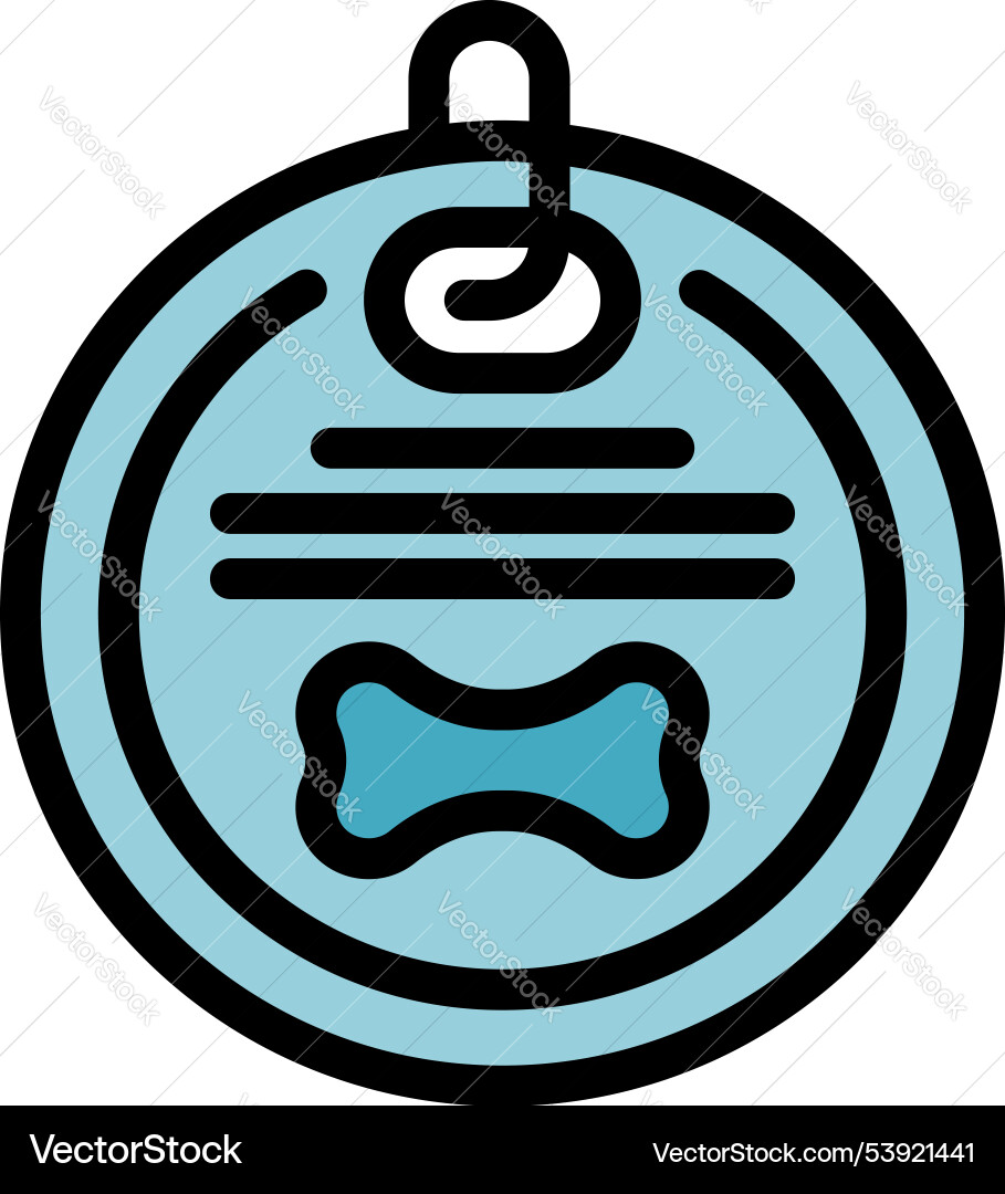 Round dog tag hanging with bone symbol for pet Vector Image