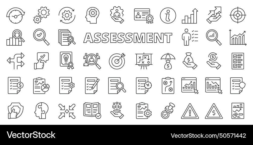 Assessment icons in line design data Royalty Free Vector
