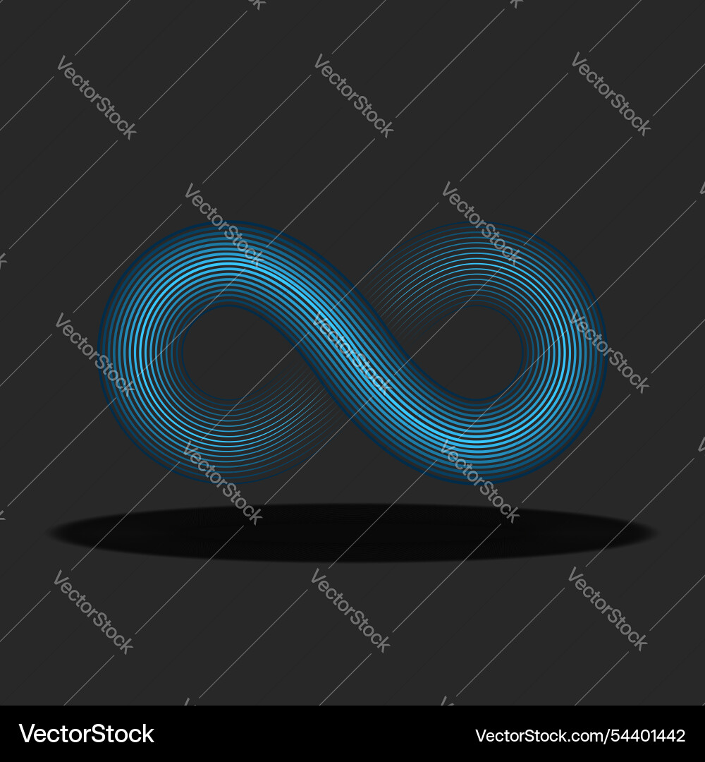 Blue infinity logo with gradient parallel lines Vector Image