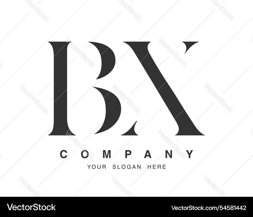 Bx logo design initial letter b and x serif font Vector Image
