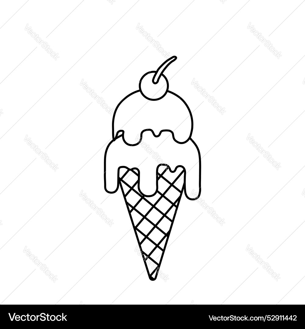 Ice Cream Cone Vector Outline