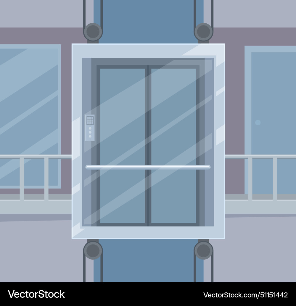 Elevator empty lift with transparent glass walls Vector Image