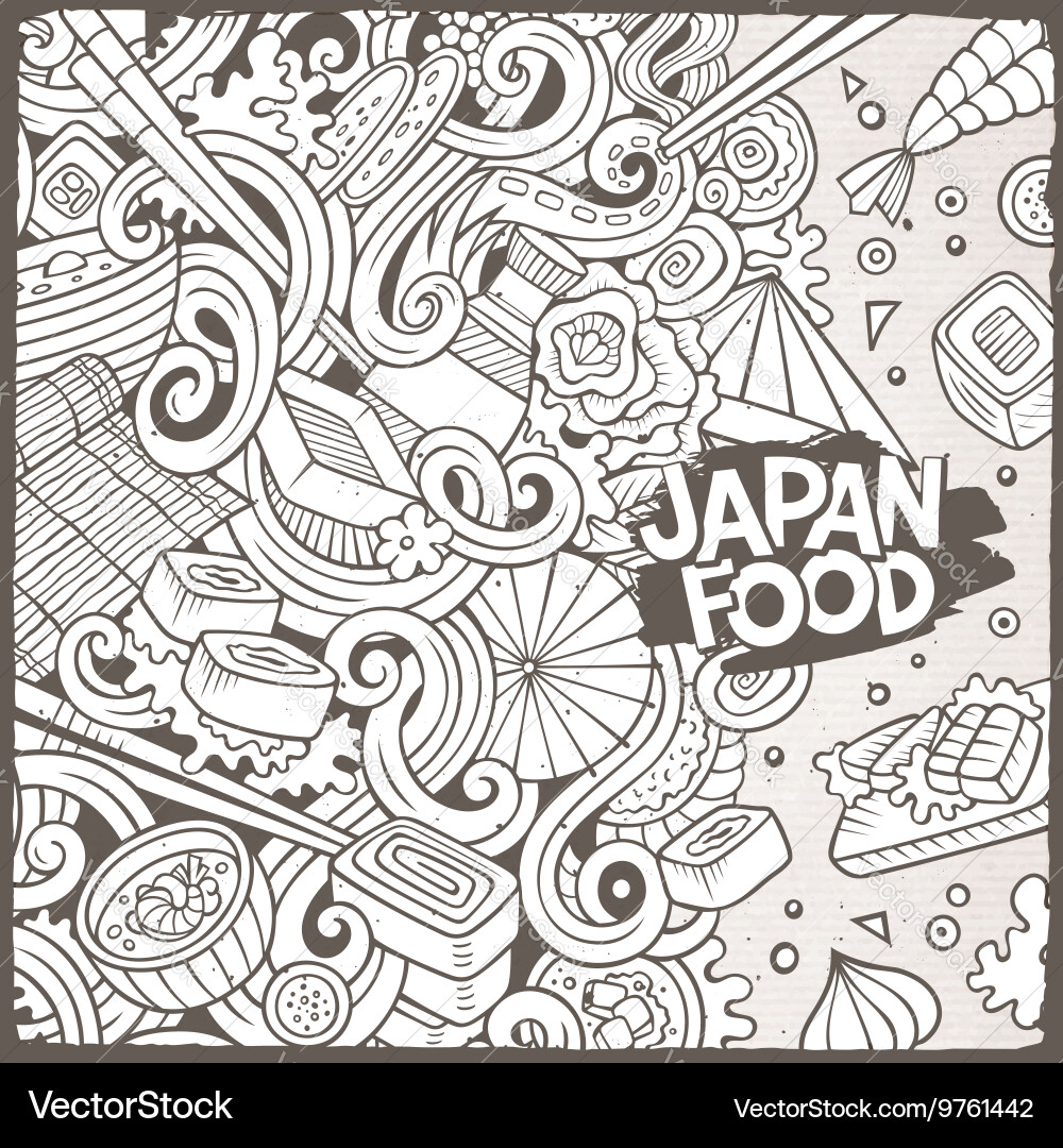 Japanese Food Doodles Royalty Free Vector Image