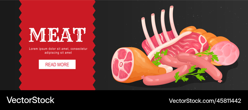 Meat horizontal web banner Royalty Free Vector Image