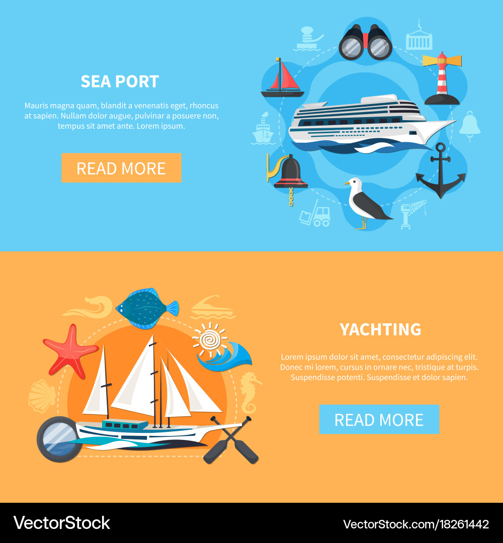 Nautical Banner Set - Sea Port Royalty Free Vector Image