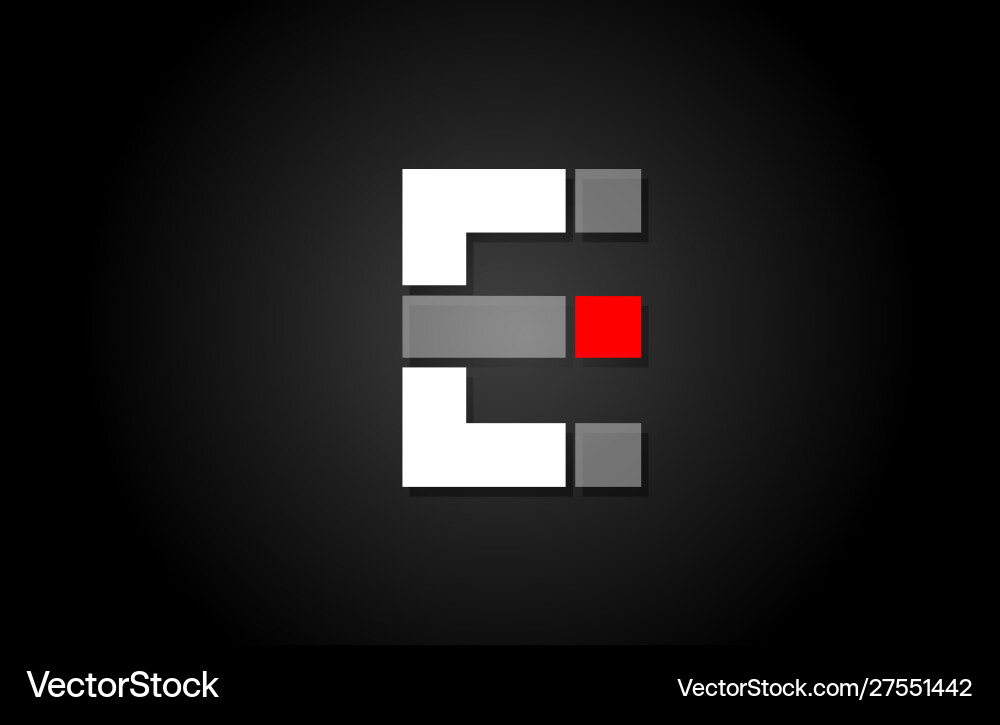 Red white black e alphabet letter logo Royalty Free Vector