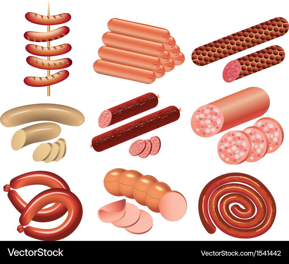 Sausage set Royalty Free Vector Image - VectorStock