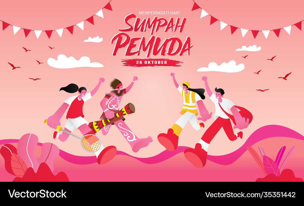 Selamat hari sumpah pemuda translation happy Vector Image
