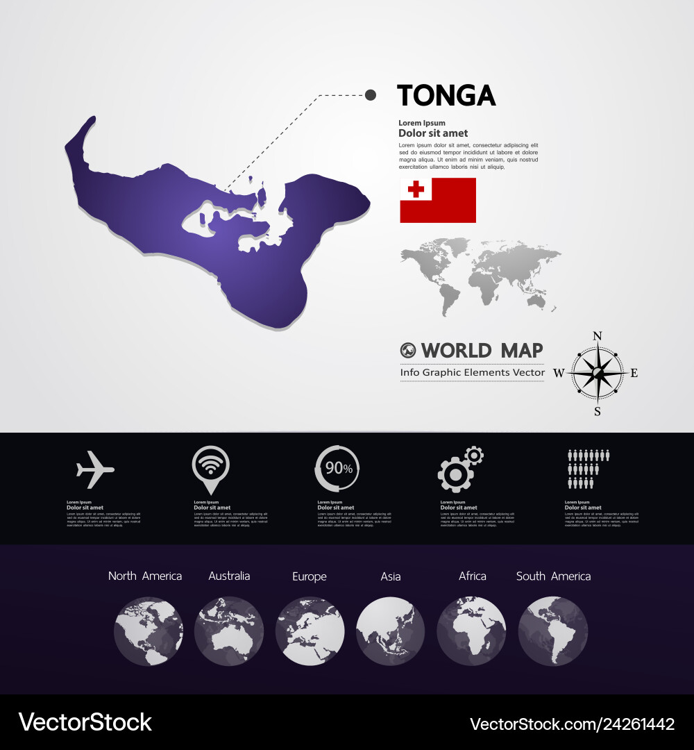 Tonga Map Lizenzfreies Vektorbild - VectorStock