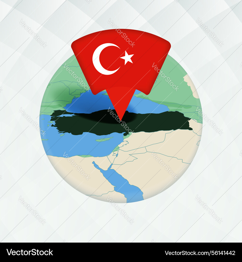 Turkey map highlighted with flag marker Royalty Free Vector