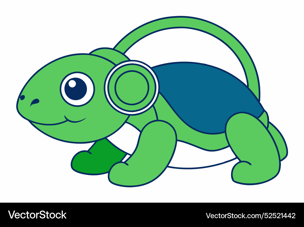 Turtle listing music with headphone m Royalty Free Vector