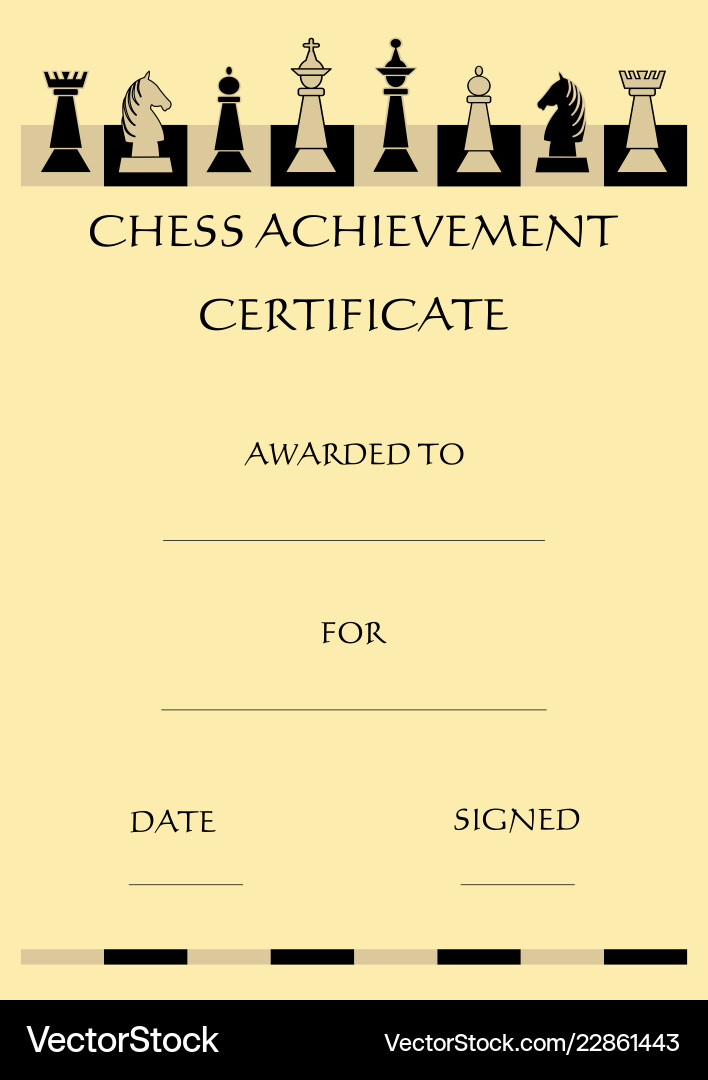 Chess Achievement Certificate Royalty Free Vector Image