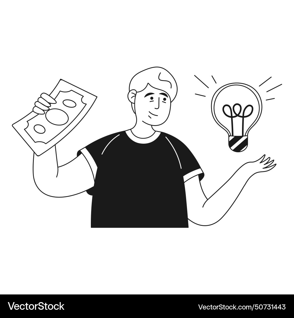 Financial character idea and money Royalty Free Vector Image