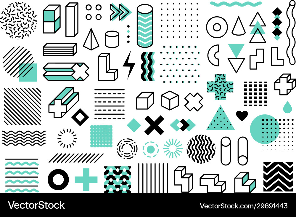 Geometric shapes graphic universal memphis style Vector Image