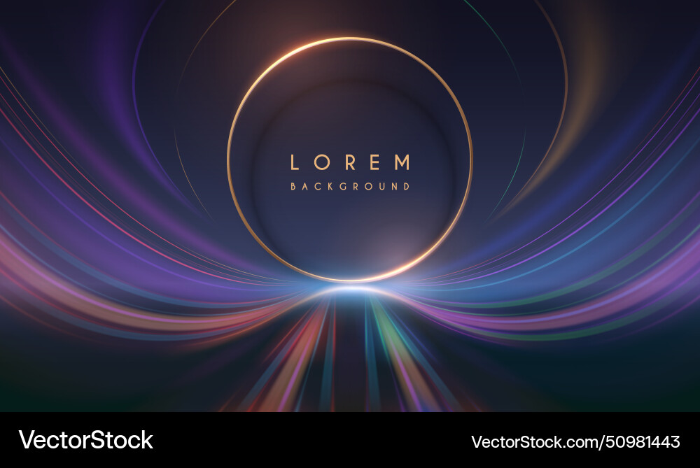 Golden ring with color light lines Royalty Free Vector Image