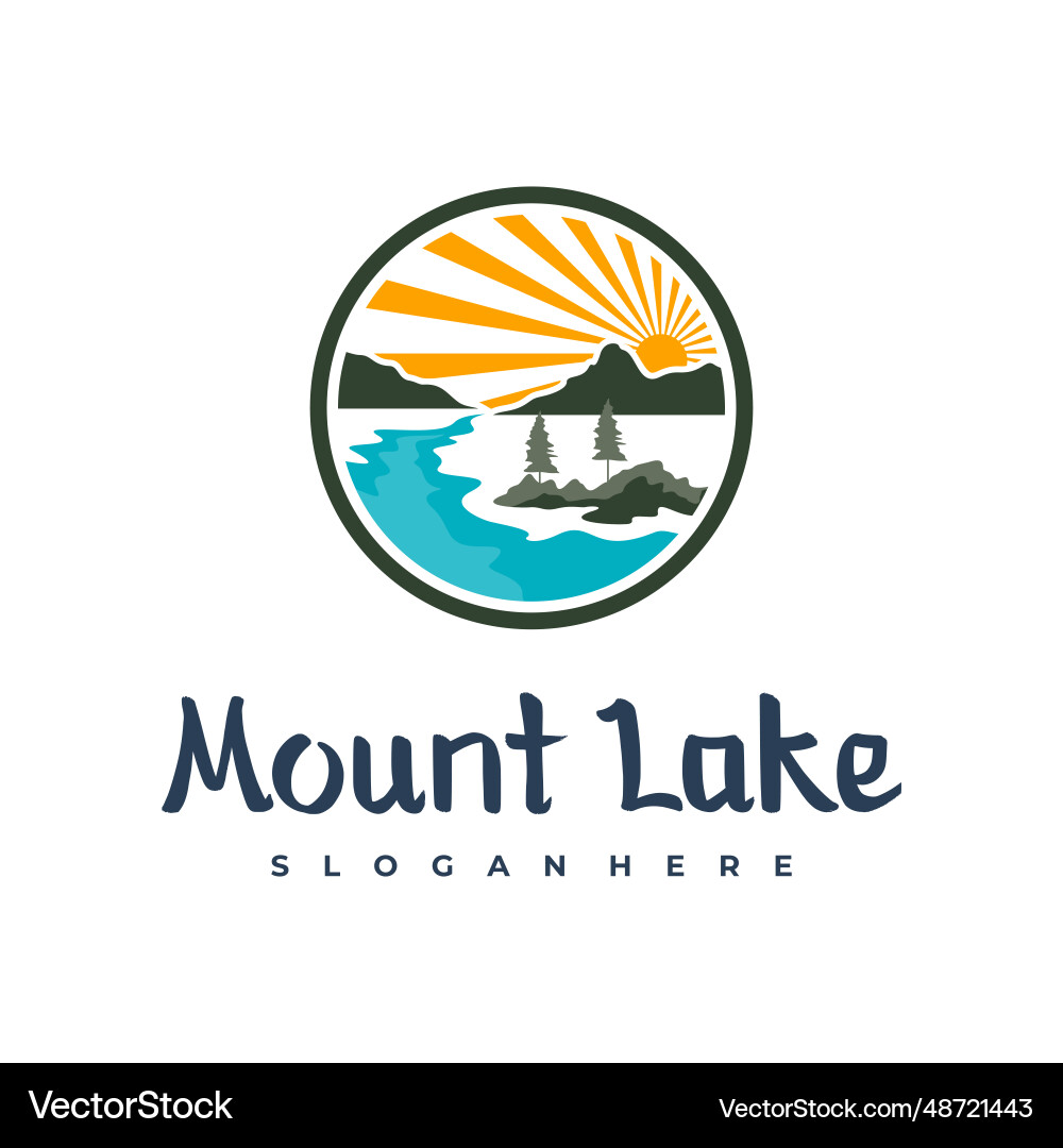 Lake logo design template mount Royalty Free Vector Image