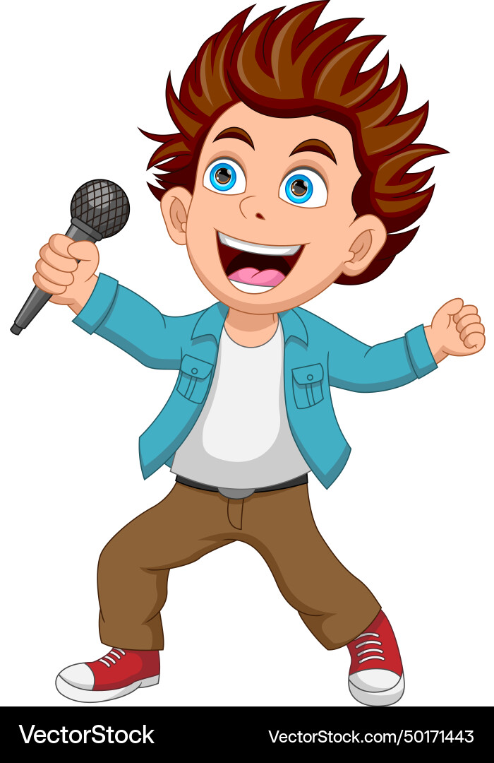 Rocker boy singing cartoon Royalty Free Vector Image