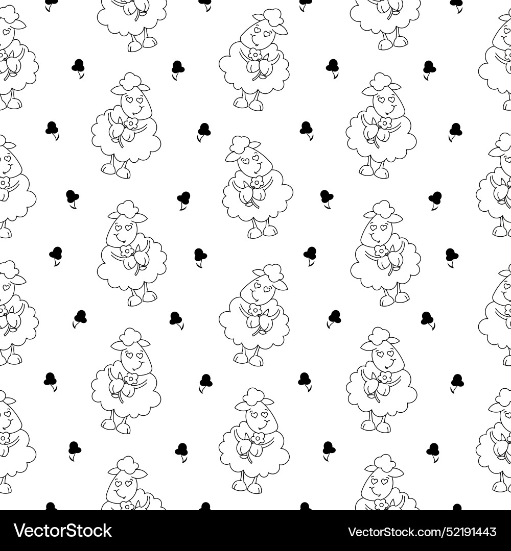 Sheep character cartoon seamless pattern Vector Image