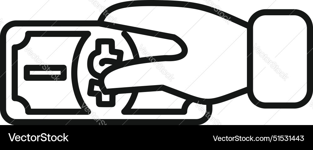 Simple icon of a hand paying with banknote Vector Image