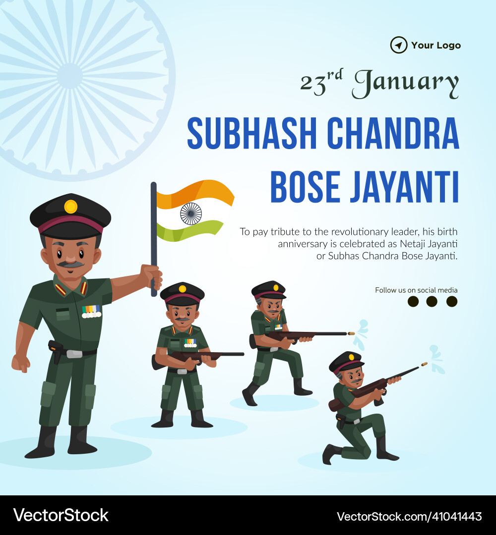 Subhash chandra bose jayanti banner design Vector Image