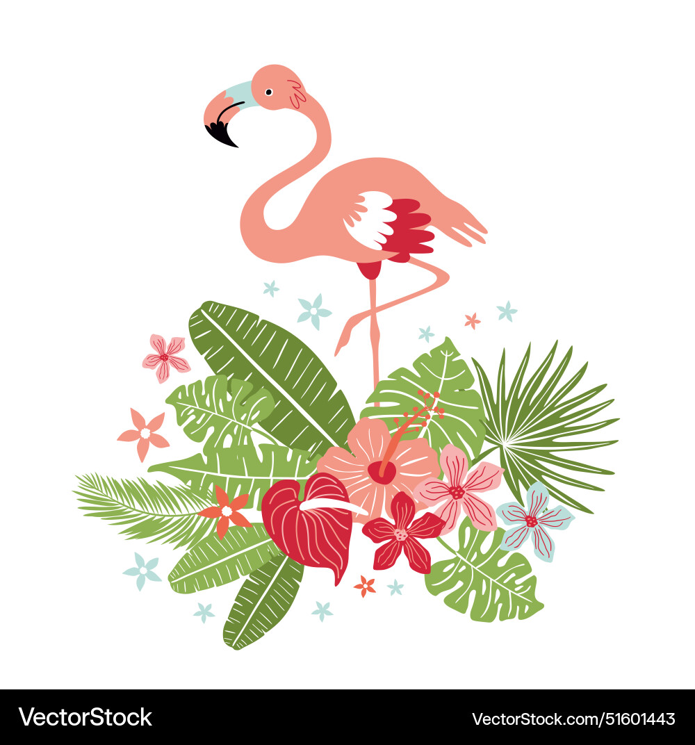 With pink flamingo Royalty Free Vector Image - VectorStock