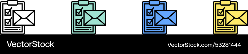 Check mail icon outline green blue and yellow Vector Image