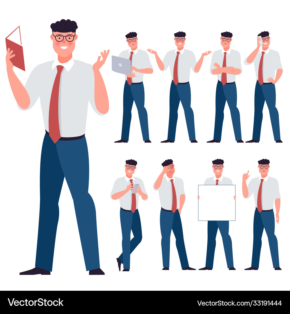 Flat design young man characters Royalty Free Vector Image
