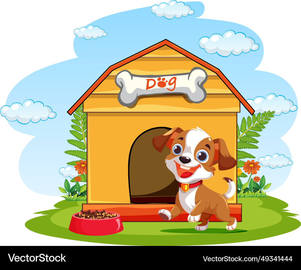 Happy dog running in house Royalty Free Vector Image