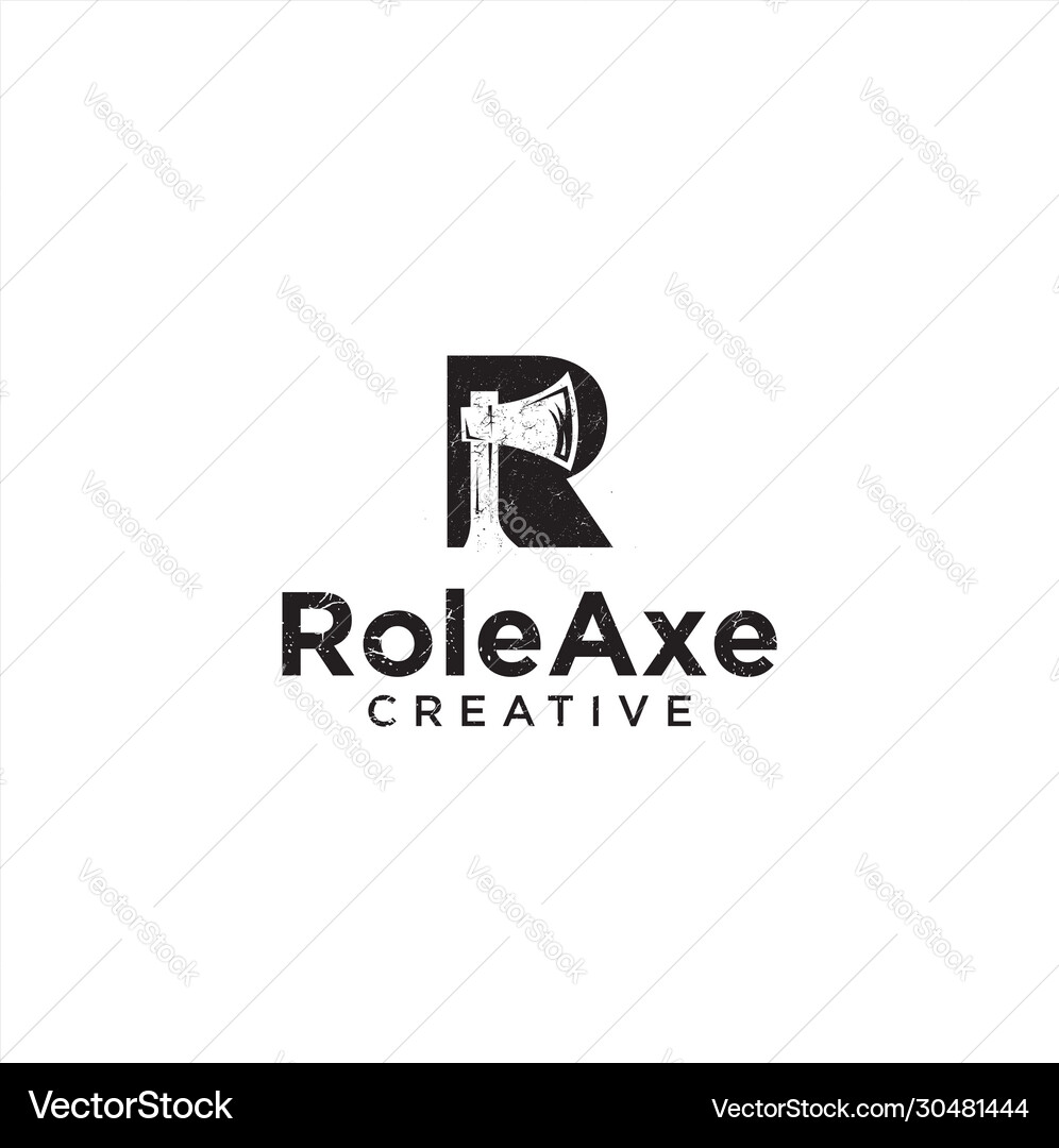 Letter r hatchet logo silhouette design tem Vector Image