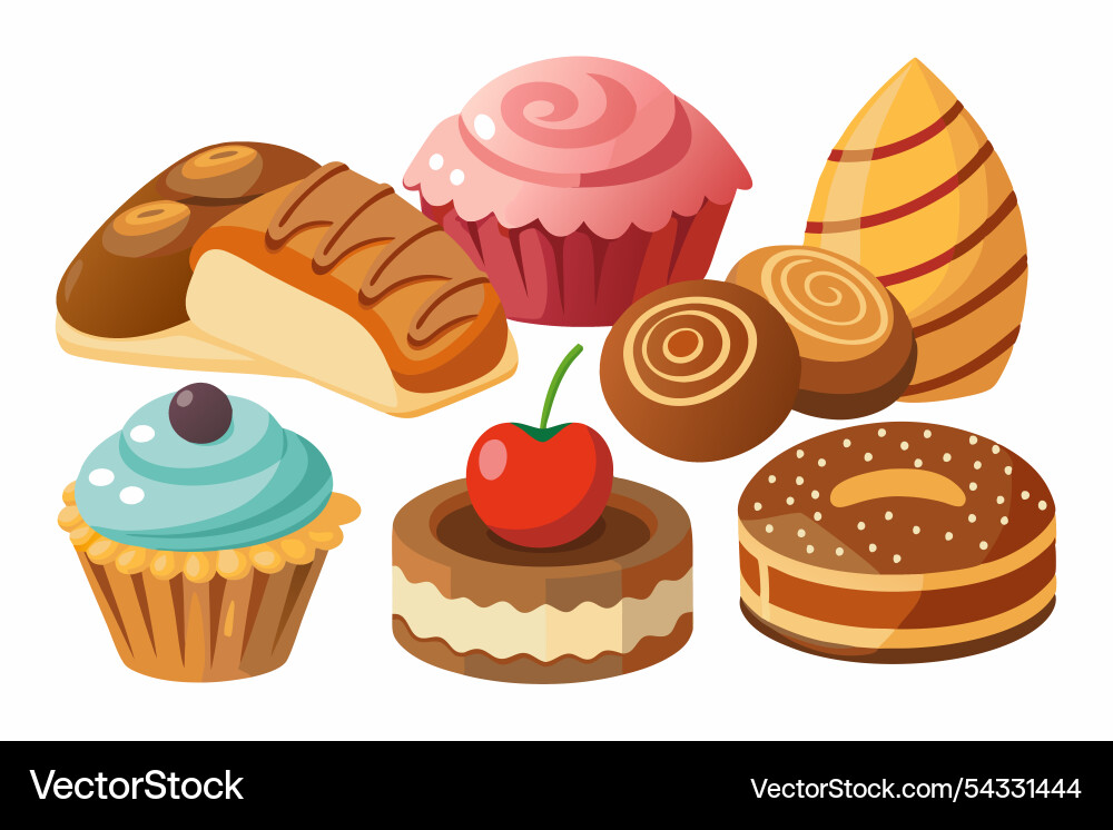 Realistic pastry and dessert isolated 8 Royalty Free Vector