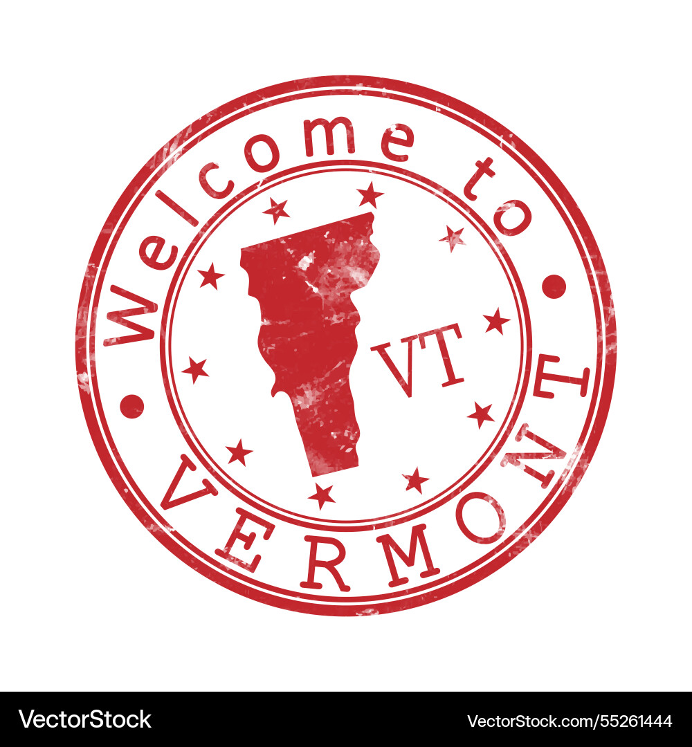 Welcome to vermont a worn stamp with silhouette Vector Image