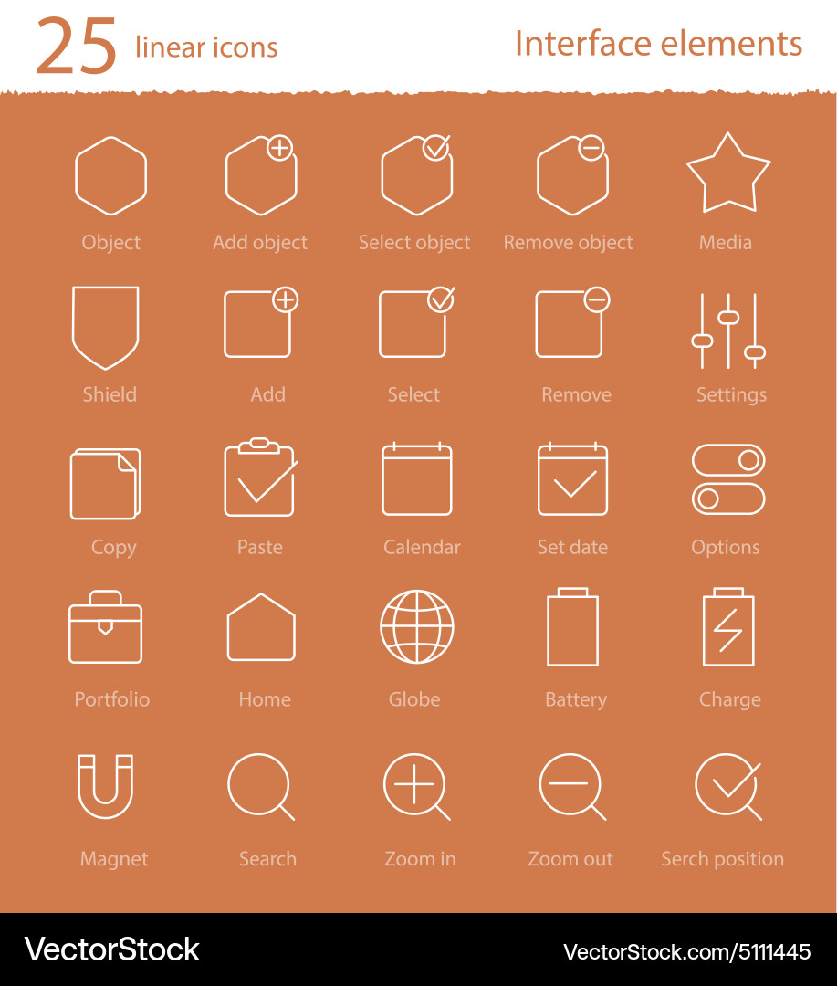 25 linear icons set Royalty Free Vector Image - VectorStock