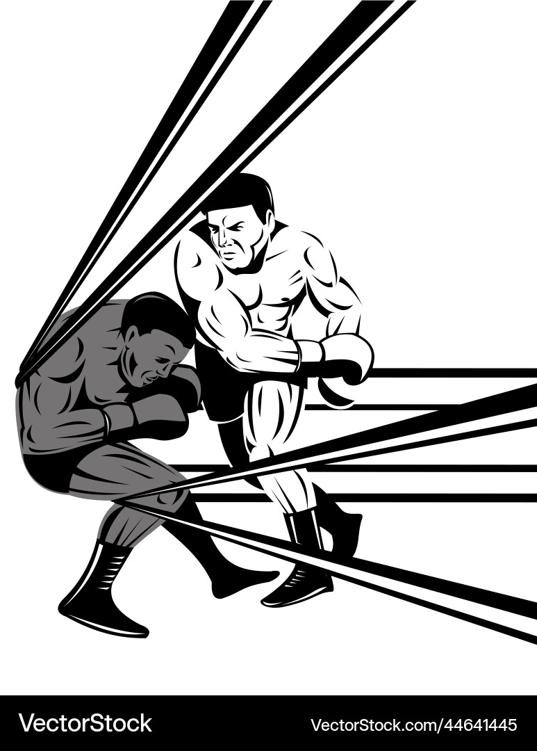 Boxer on the ropes with prizefighter connecting Vector Image