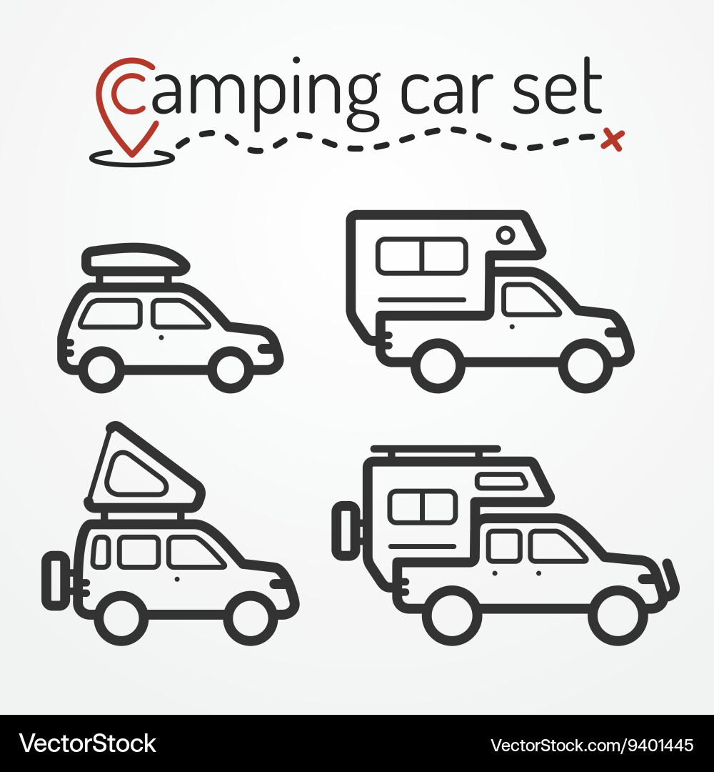 Camping car set Royalty Free Vector Image - VectorStock
