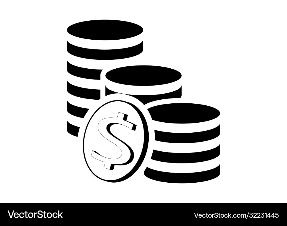 Coins stack and dollar Royalty Free Vector Image