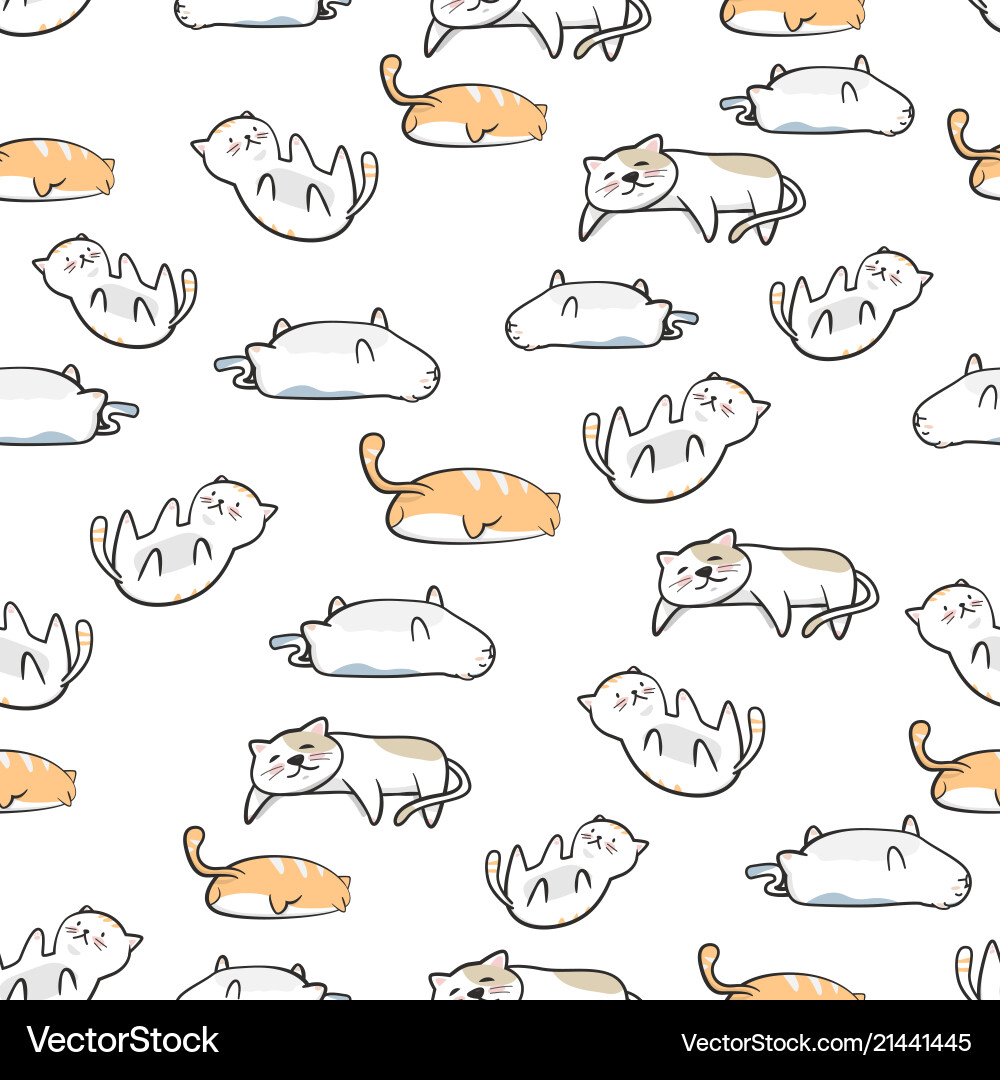 Cute Cartoon Cat Seamless Pattern Royalty Free Vector Image